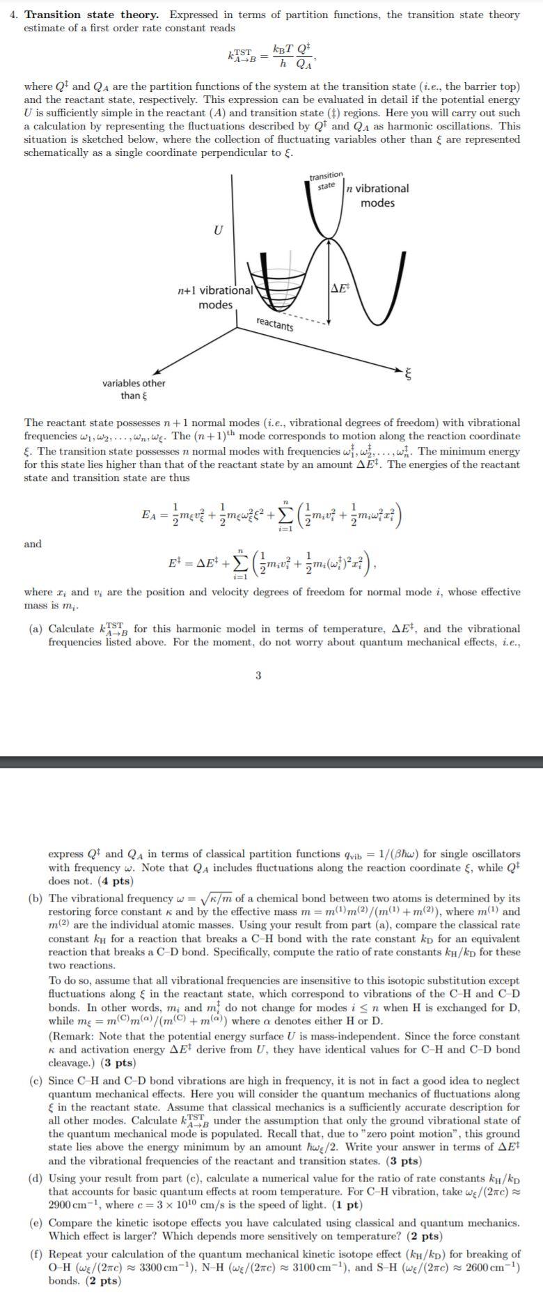 4. Transition state theory. Expressed in terms of | Chegg.com