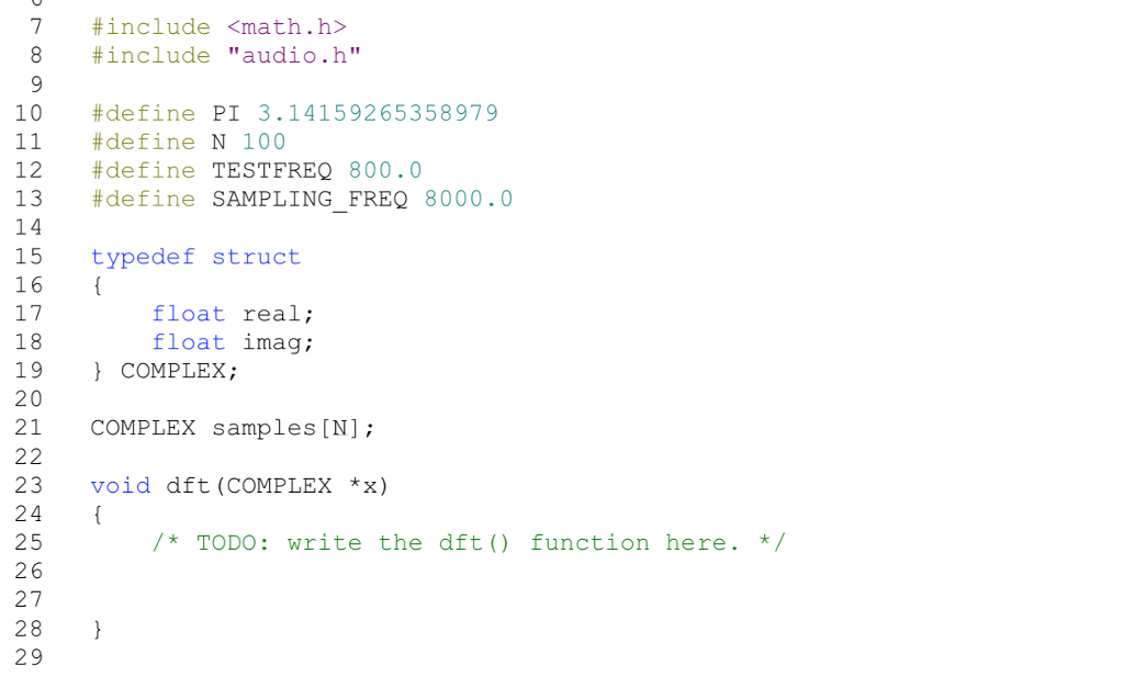 Program dft.c illustrates the DFT of an N-point, | Chegg.com