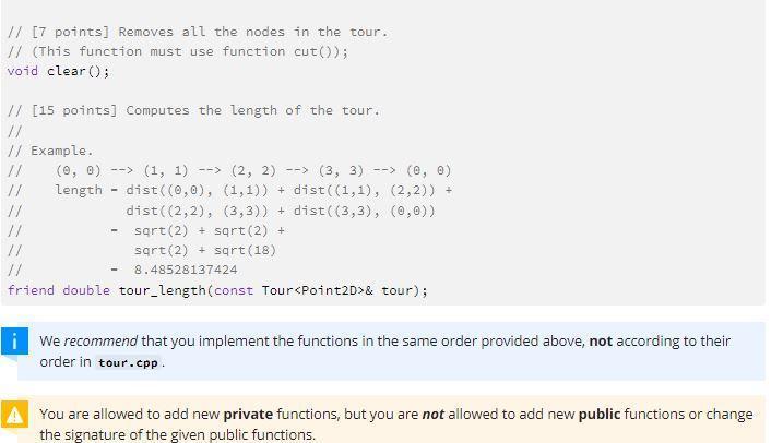 Class Tour start start start start + Implementing | Chegg.com