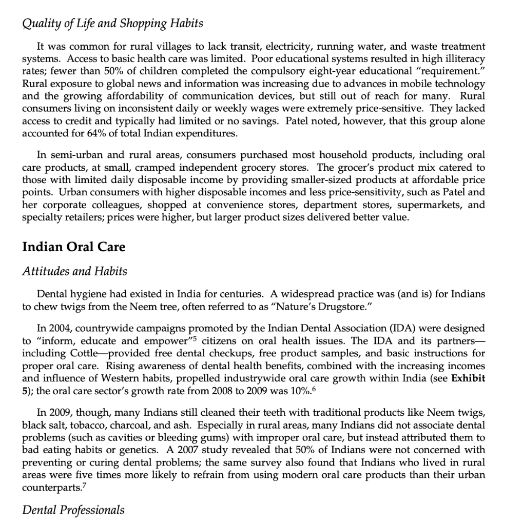 Solved Cottle-Taylor: Expanding the Oral Care Group in India | Chegg.com