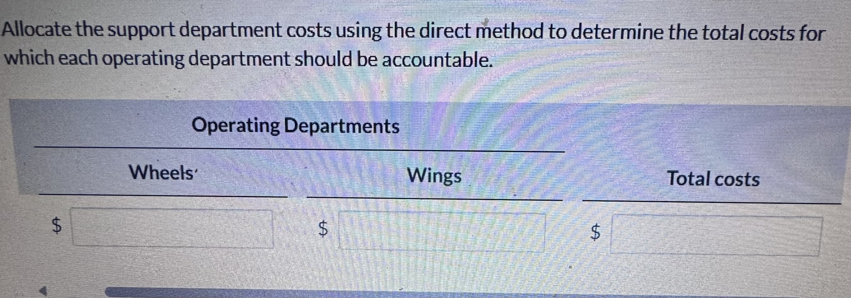 Solved The Bramble Company makes wheels and wings for ground | Chegg.com