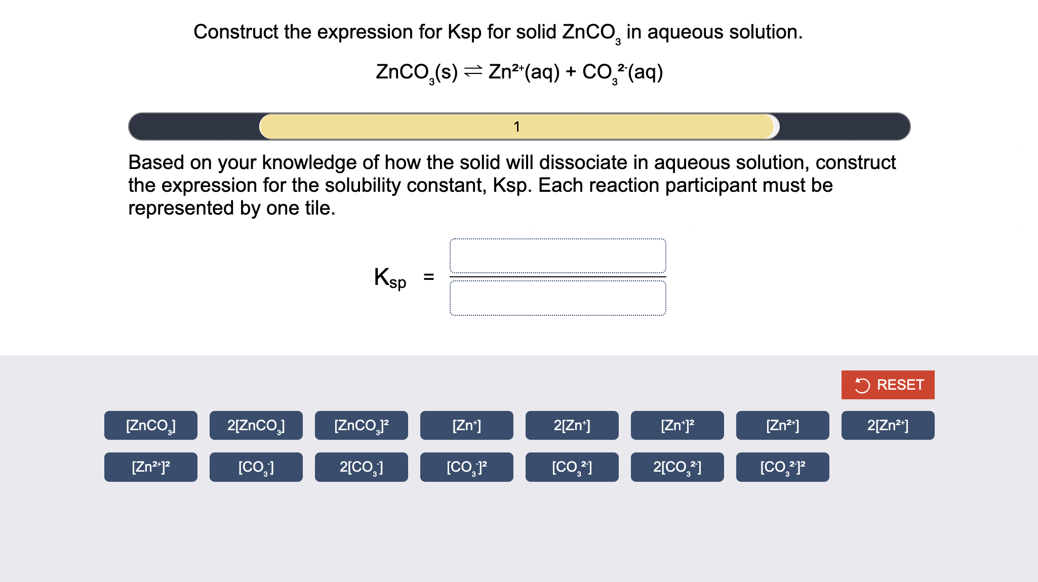 Solved Construct the expression for Ksp for solid ZnCO3 in | Chegg.com