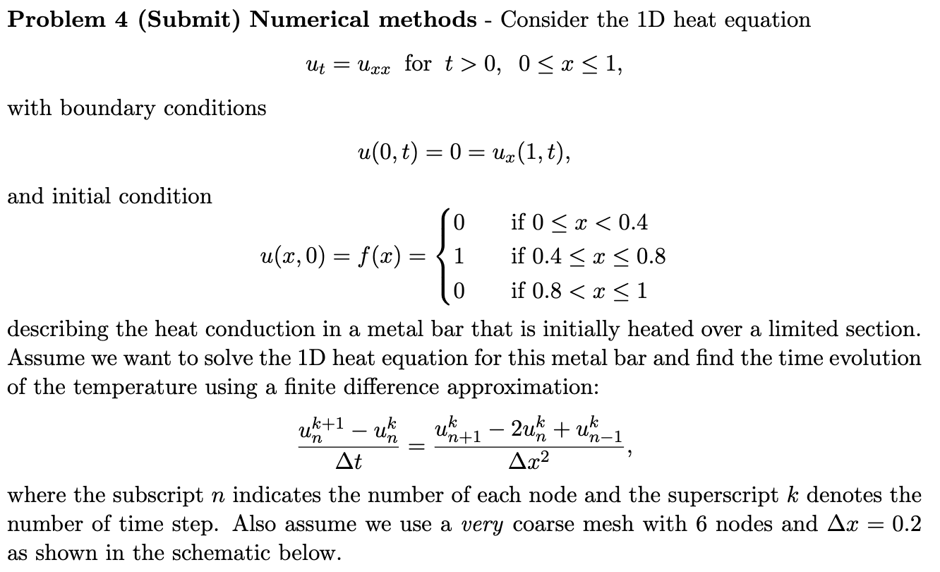 Solved ut=uxx for t>0,0≤x≤1 with boundary conditions | Chegg.com