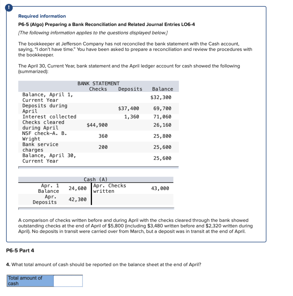 [Solved]: Required information P6-5 (Algo) Preparing a Ban
