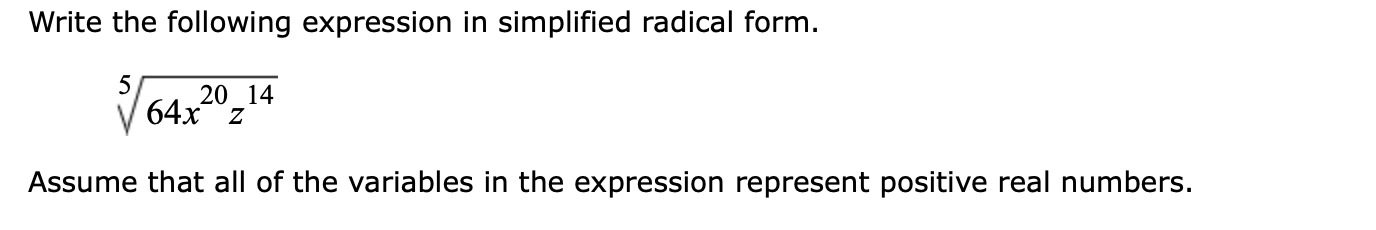 Solved Write the following expression in simplified radical | Chegg.com