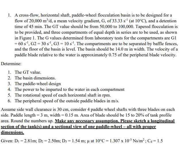 Solved 1. A cross-flow, horizontal shaft, paddle-wheel | Chegg.com
