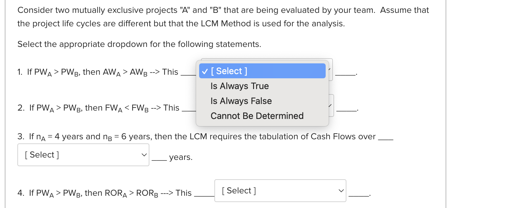 Solved Consider two mutually exclusive projects "A" and "B" | Chegg.com
