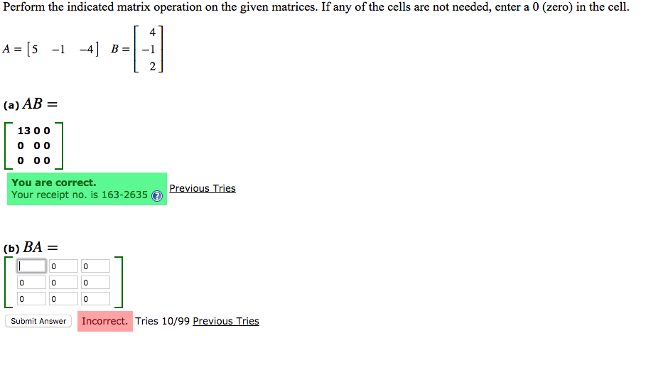 Solved Perform the indicated matrix operation on the given | Chegg.com