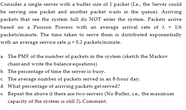 Solved Consider a single server with a buffer size of 1 | Chegg.com