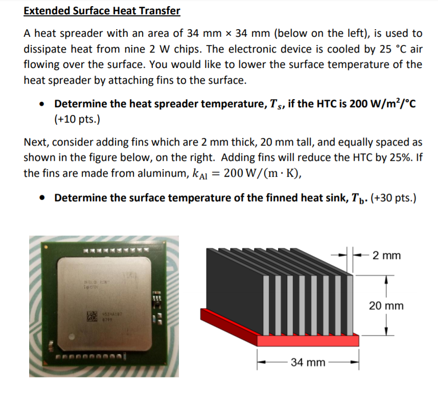 Solved Extended Surface Heat Transfer A heat spreader with | Chegg.com