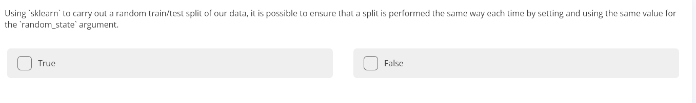 Solved Using 'sklearn to carry out a random train/test split | Chegg.com