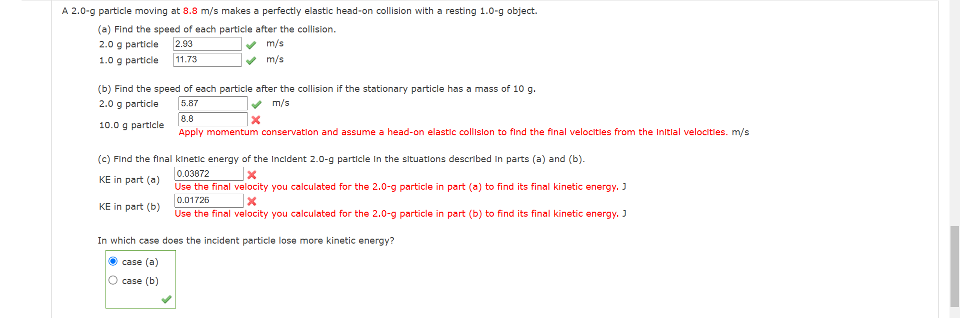 Solved A \( 2.0-\mathrm{g} \) ﻿particle moving at | Chegg.com