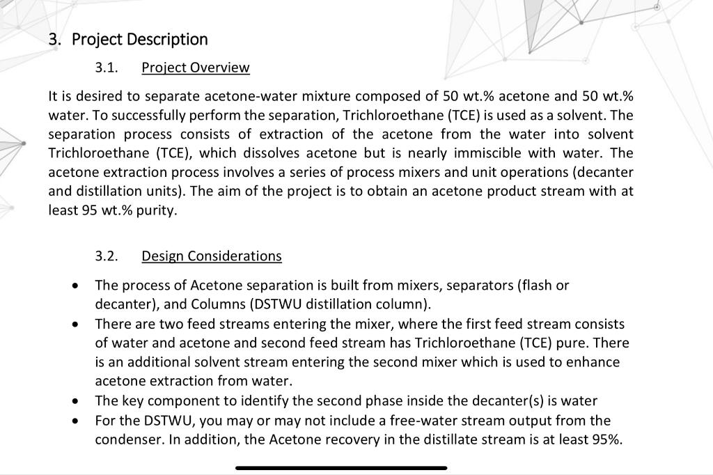 Solved It is desired to separate acetone-water mixture | Chegg.com