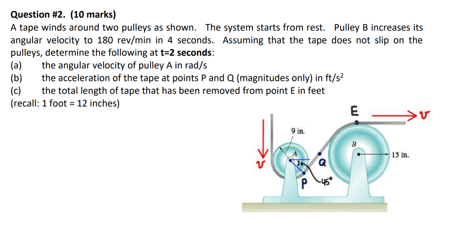 Solved Question #2. (10 marks) A tape winds around two | Chegg.com