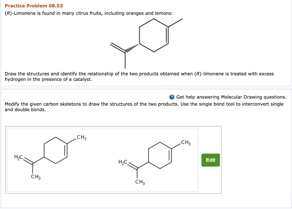 Solved Practice Problem 08.53 (R)-Limonene is found in many | Chegg.com