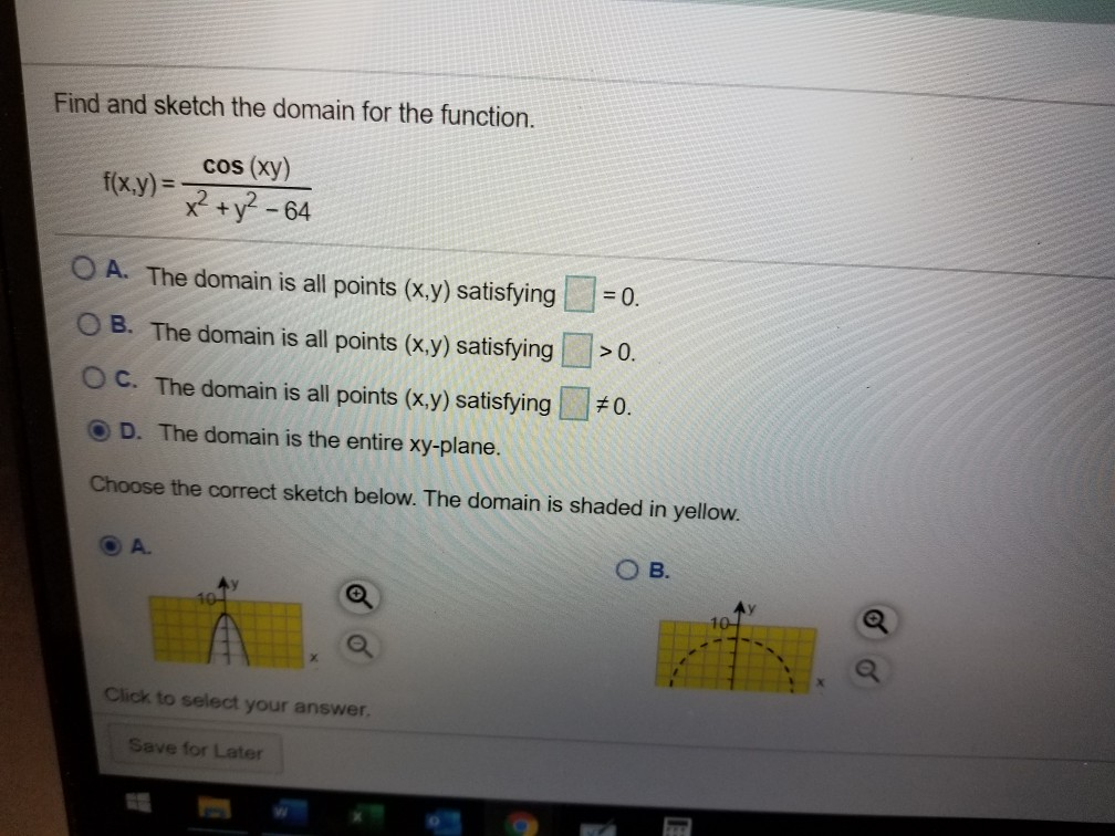 Solved Find and sketch the domain for the function. f(x,y) = | Chegg.com