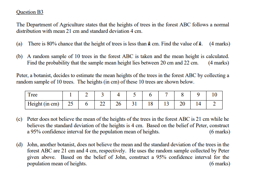 Solved Question B3 The Department of Agriculture states that | Chegg.com