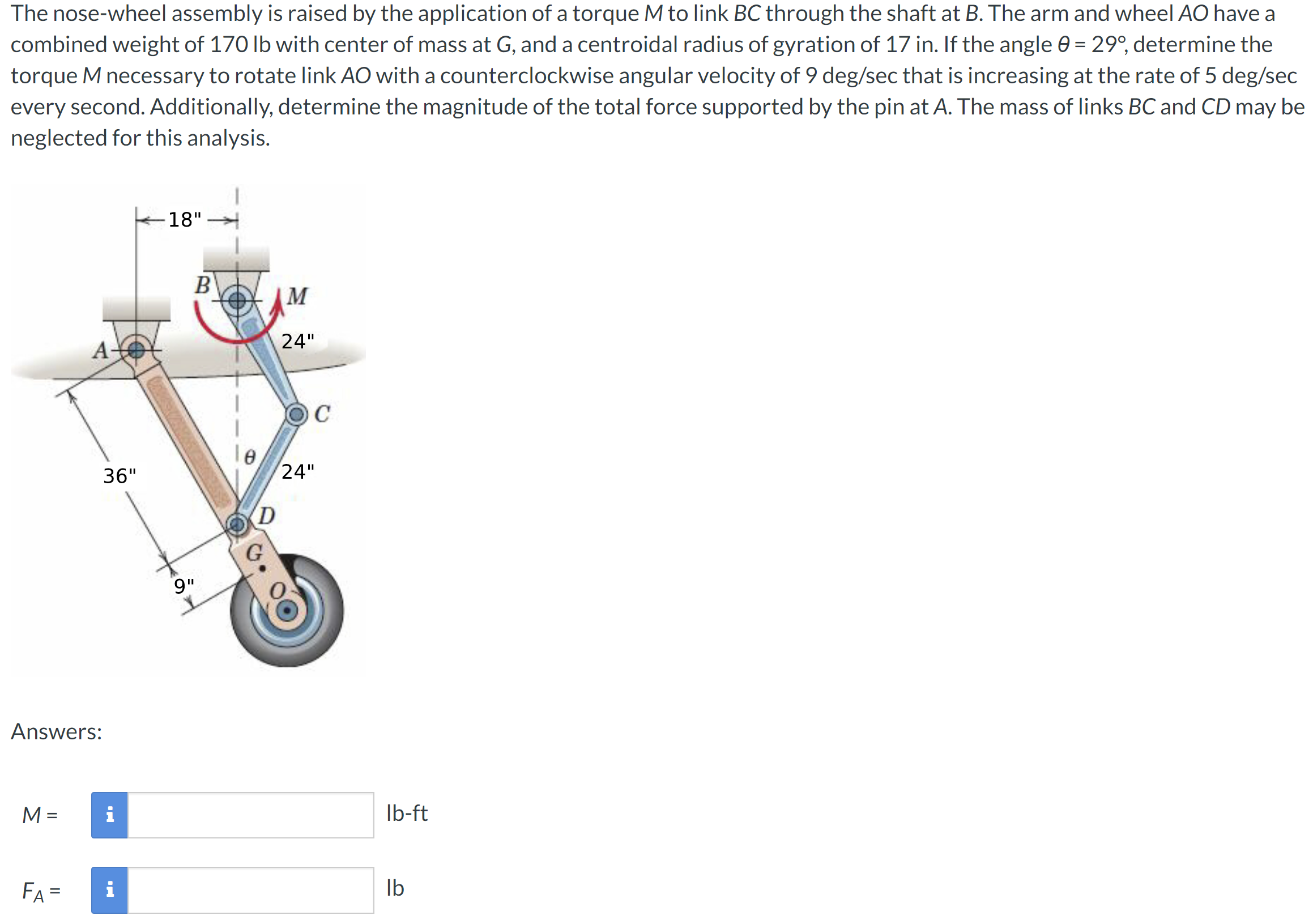Solved The nose-wheel assembly is raised by the application | Chegg.com