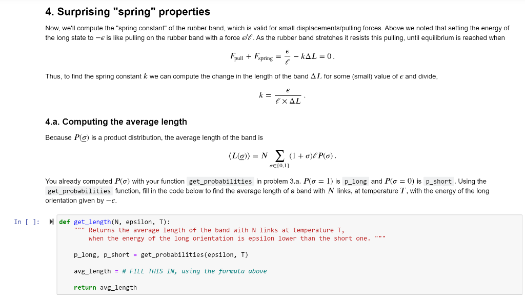 Solved 4. Surprising "spring" properties Now, we'll compute | Chegg.com