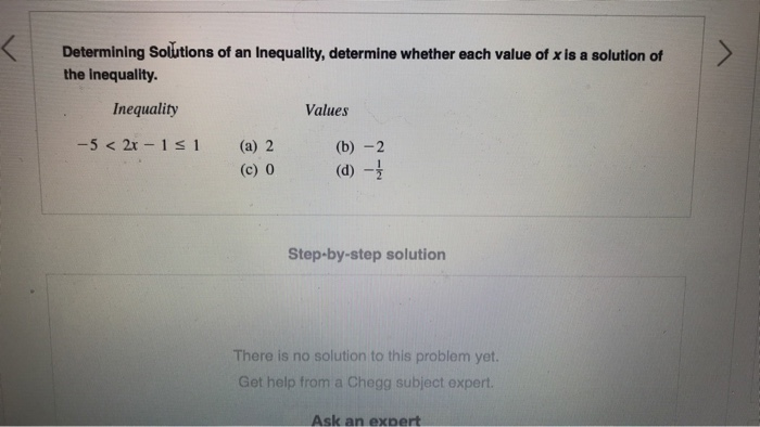 Solved Determining Solutions Of An Inequality Determine