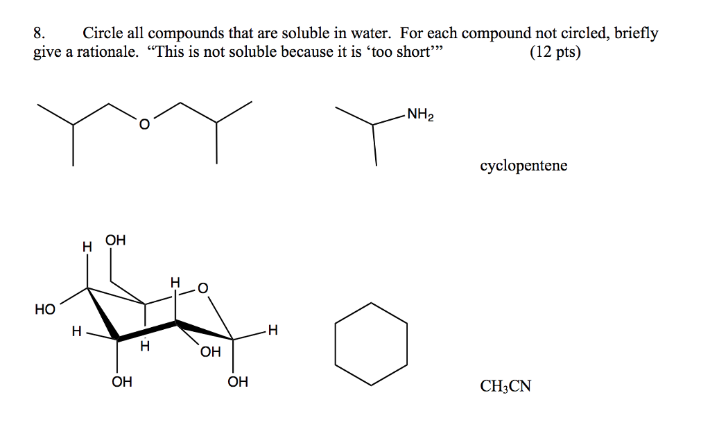 Solved circle all compounds that are soluble in water. | Chegg.com