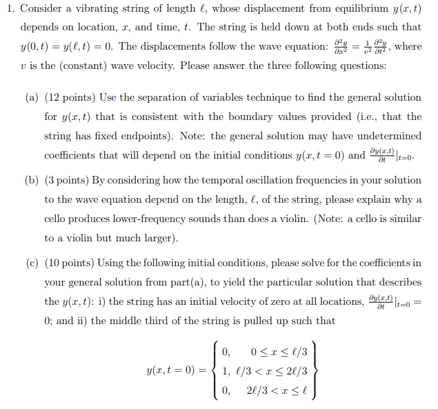 Solved Consider a vibrating string of length l, ﻿whose | Chegg.com