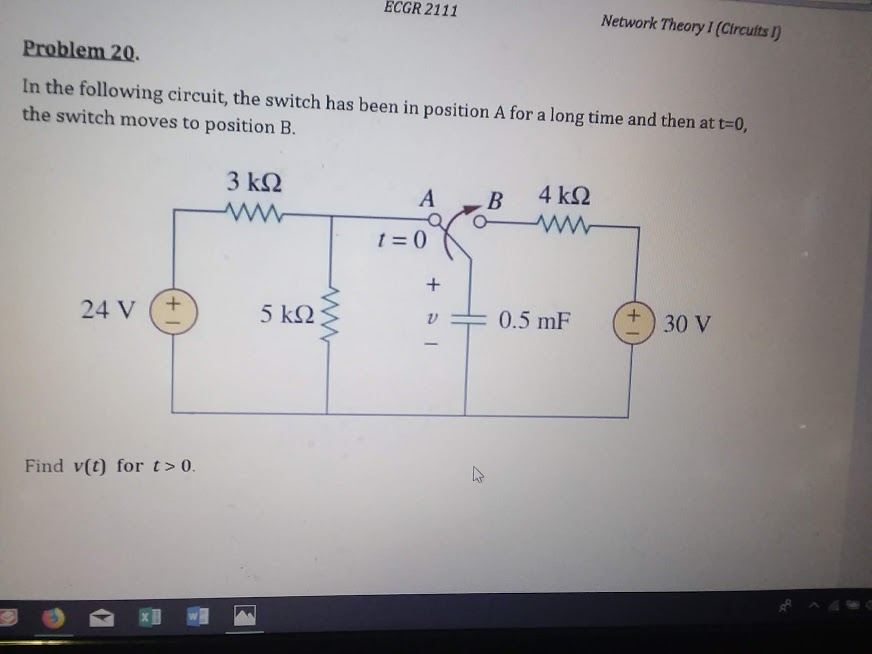Solved ECGR 2111 Network Theory I (Ctrcults ) Problem 20 In | Chegg.com