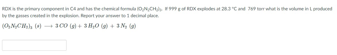 Solved RDX is the primary component in C4 and has the | Chegg.com