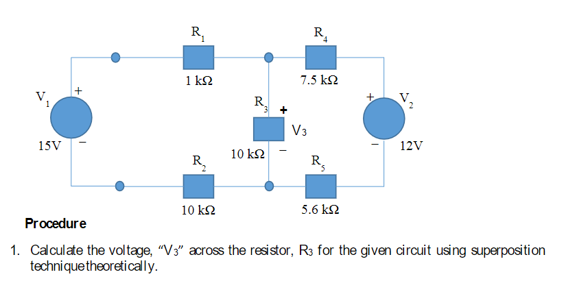 Solved 1. Cal culate the voltage, " V3 " across the | Chegg.com