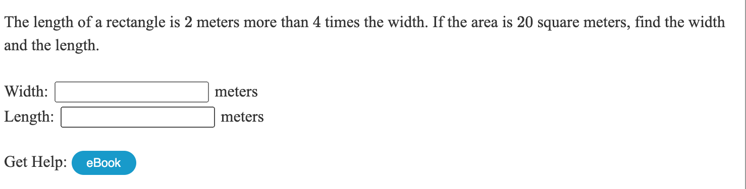 Solved The length of a rectangle is 2 meters more than 4 | Chegg.com