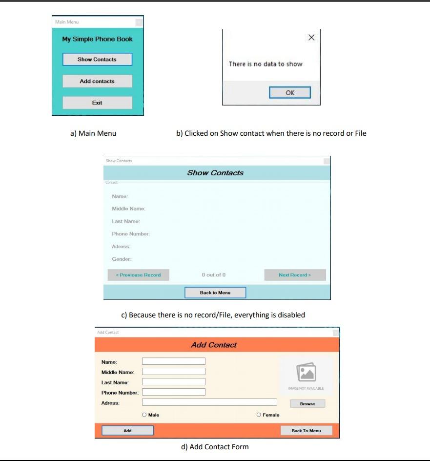 Solved Project Name : Phone Book Program Language : C# | Chegg.com