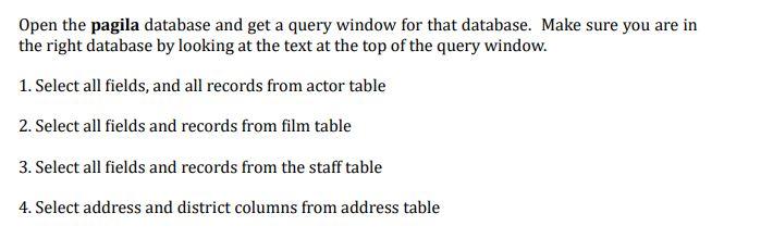 Solved Open the pagila database and get a query window for | Chegg.com