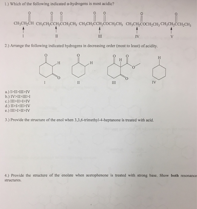 Solved Which of the following indicated alpha-hydrogens is | Chegg.com
