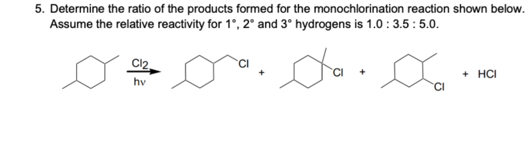 Solved Determine the ratio of the products formed for the | Chegg.com