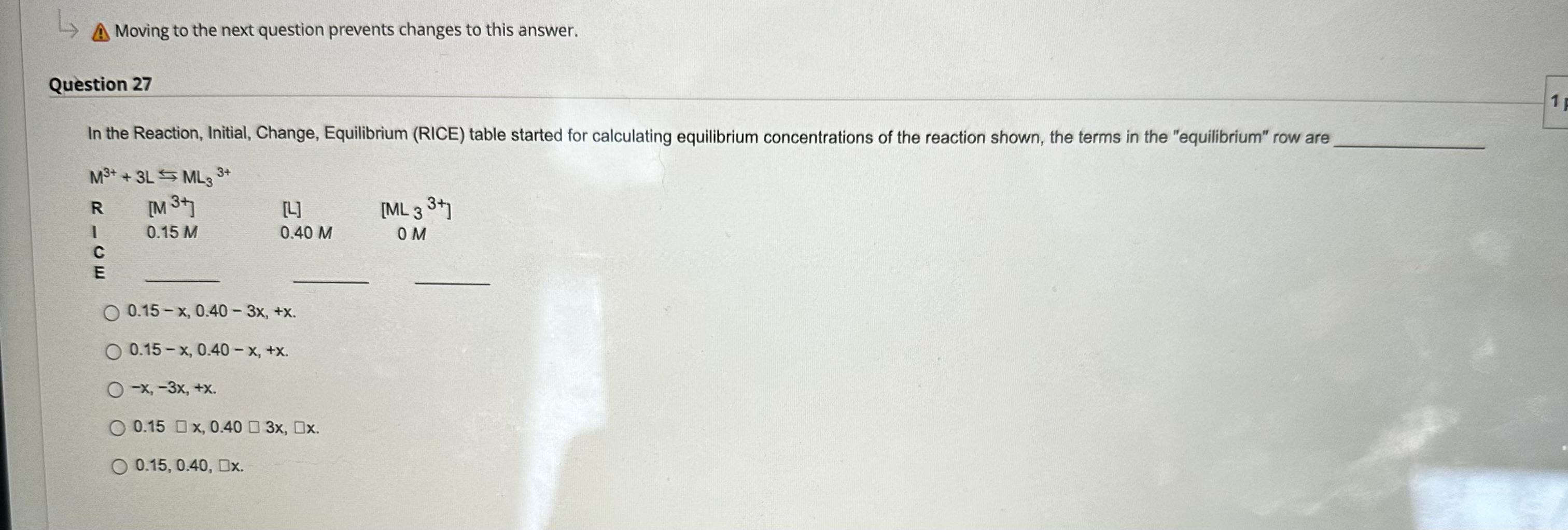 Solved In the Reaction, Initial, Change, Equilibrium (RICE) | Chegg.com