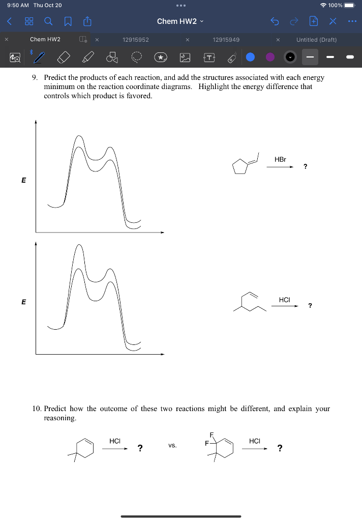 Solved 9. Predict the products of each reaction, and add the | Chegg.com