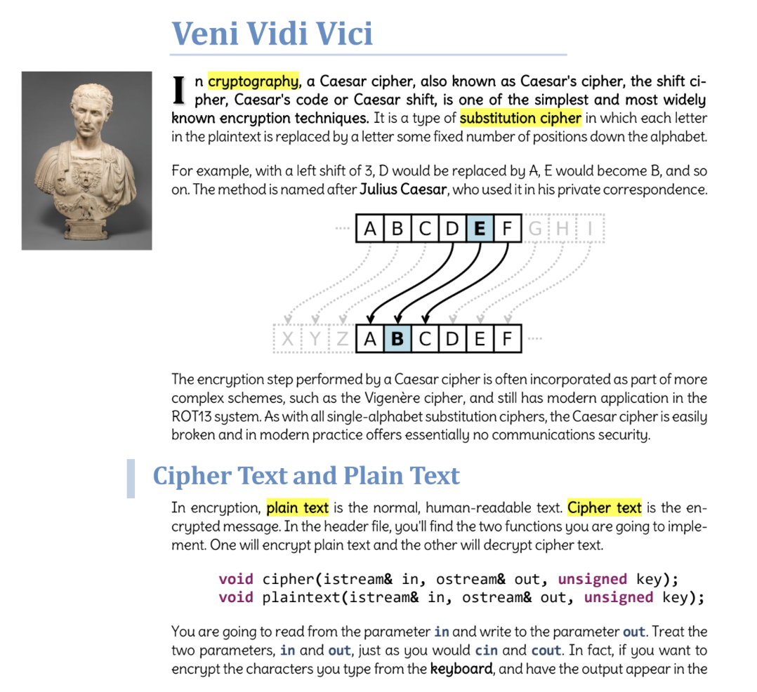 Solved Veni Vidi Vici In cryptography, a Caesar cipher, also | Chegg.com