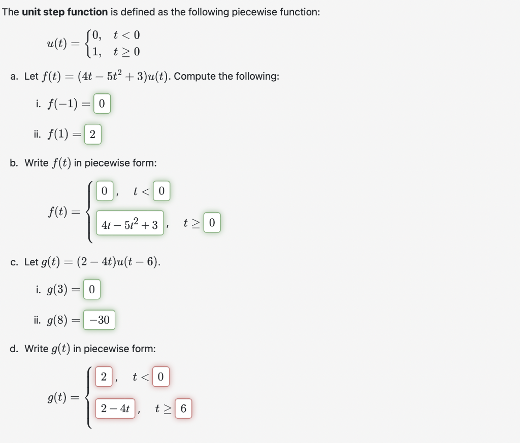 Solved The unit step function is defined as the following | Chegg.com