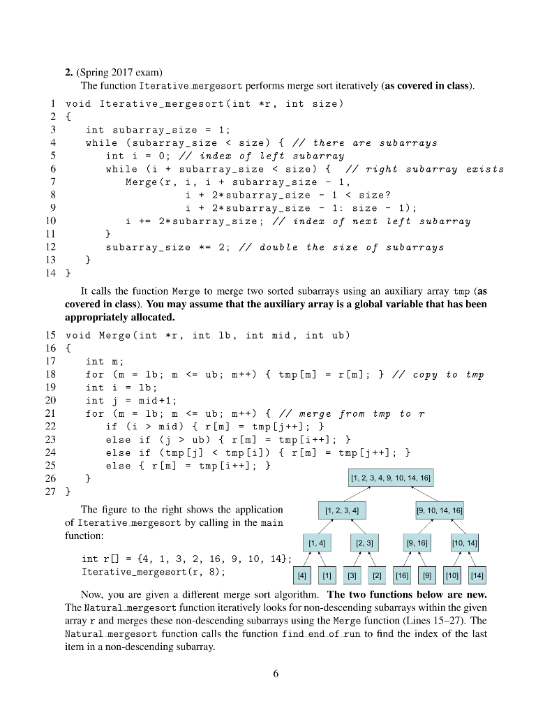2. (Spring 2017 exam) The function Iterative | Chegg.com