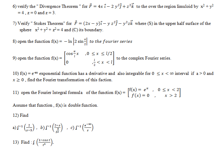 Solved 6) verify the " Divergence Theorem" for } = 4x 1 - 2 | Chegg.com