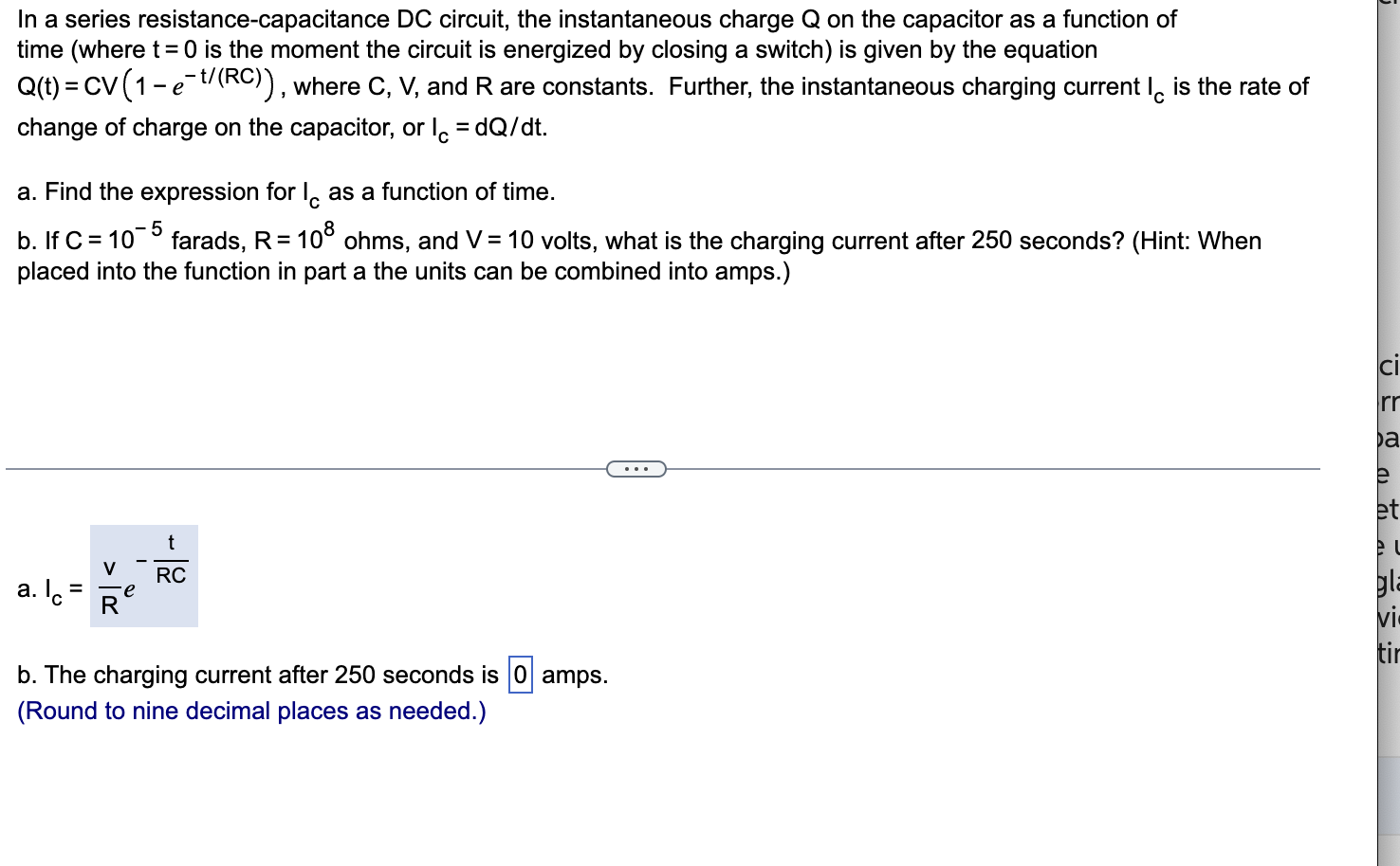 Solved In a series resistance-capacitance DC circuit, the | Chegg.com