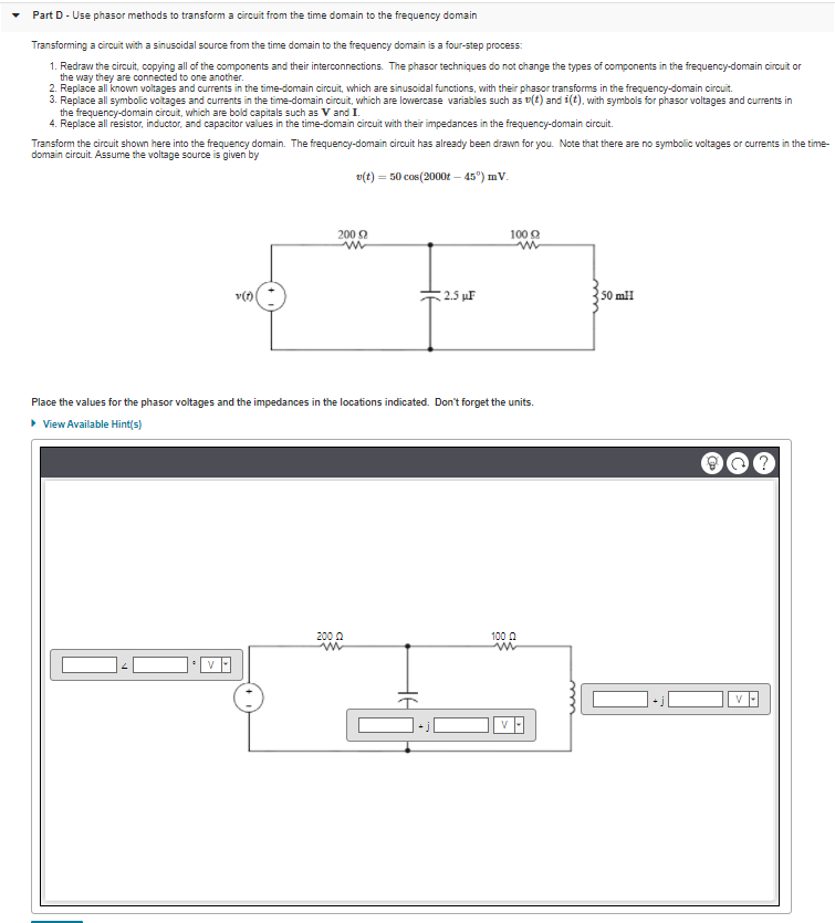 Solved The Passive Circuit Elements in the Frequency Domain | Chegg.com