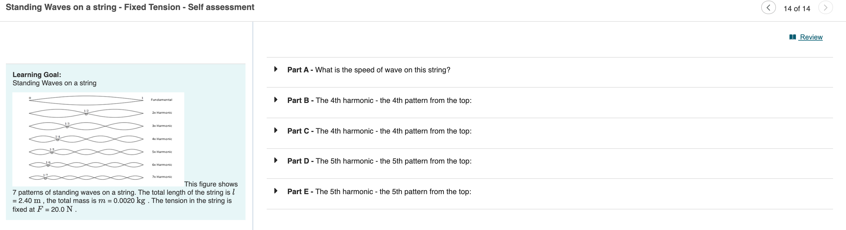 Solved Standing Waves on a string - Fixed Tension - Self | Chegg.com