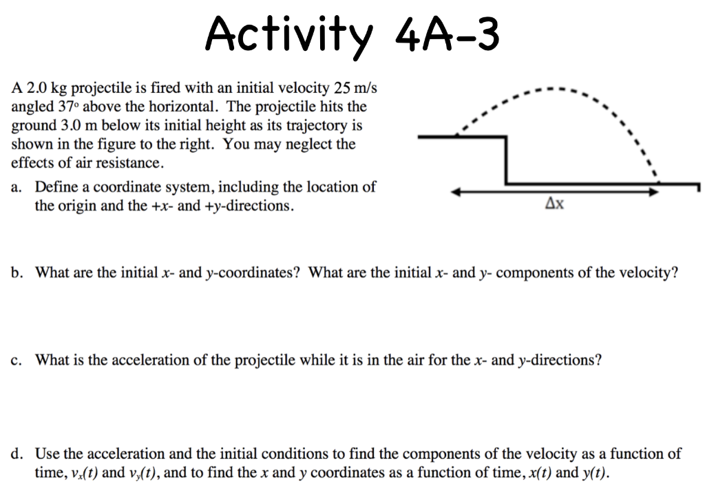 Solved Activity 4A-3 A 2.0 kg projectile is fired with an | Chegg.com
