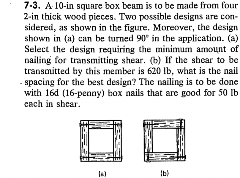Solved 7-3. A-10-in square box beam is to be made from four | Chegg.com