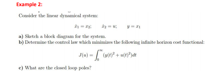 Solved Example 2: Consider the linear dynamical system: 2u 2 | Chegg.com