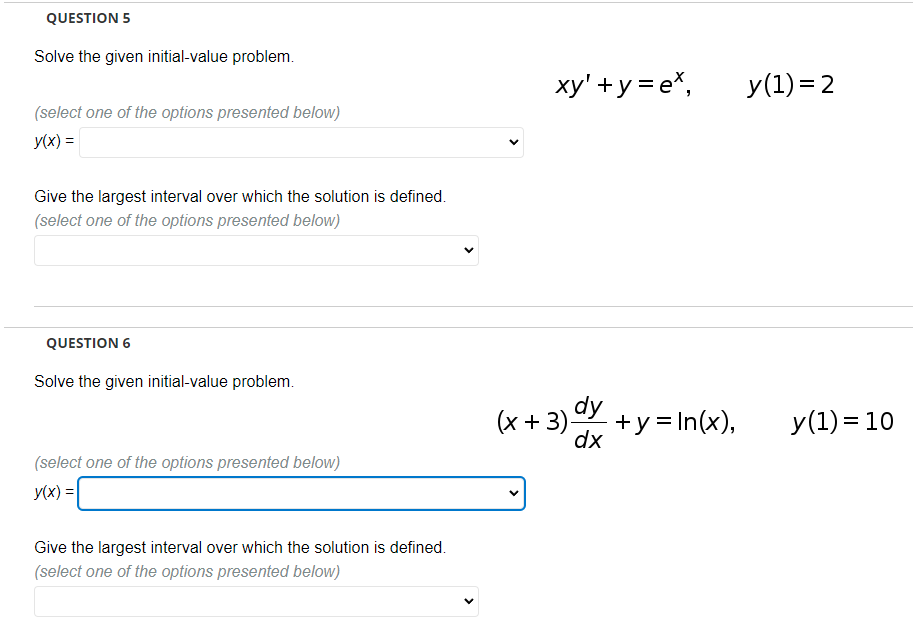 Solved QUESTION 5 Solve the given initial-value problem. xy' | Chegg.com