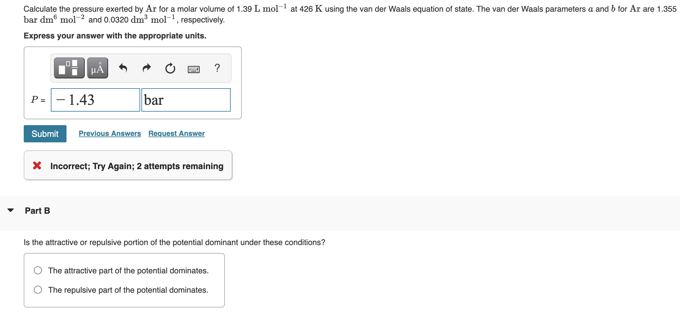[Solved]: Solve for A and B bar ( mathrm{dm}^{6} mathrm{