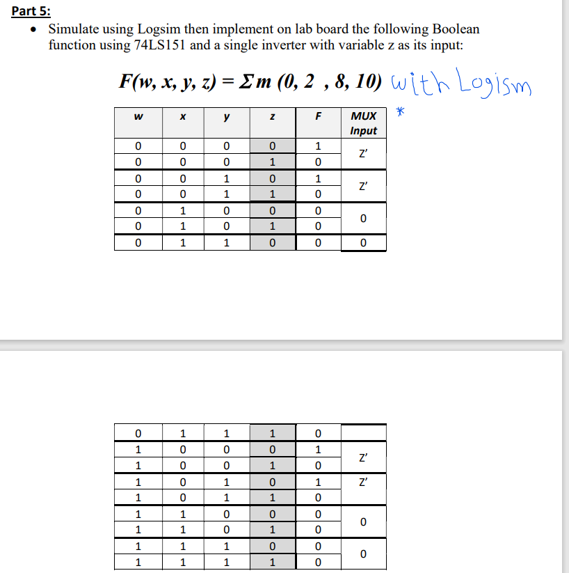 Solved Part 3: Design and implement a combinational logic | Chegg.com