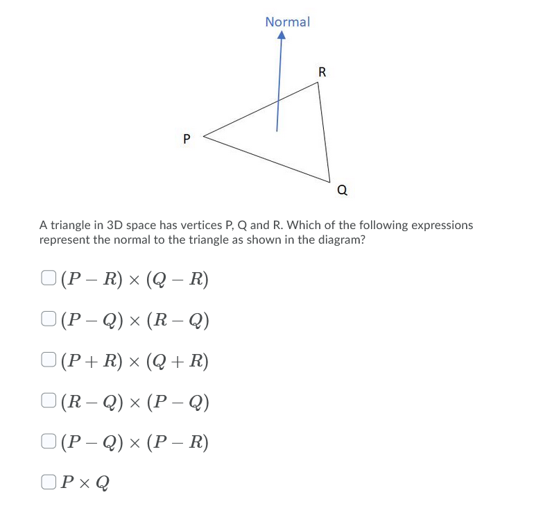 Solved Normal R Р Q A triangle in 3D space has vertices P, Q | Chegg.com